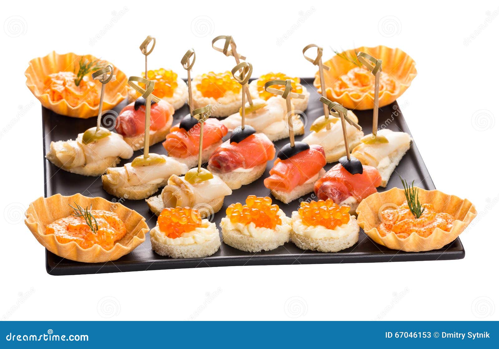 Set Canapes with Different Fish and Caviar Stock Image - Image of bread ...