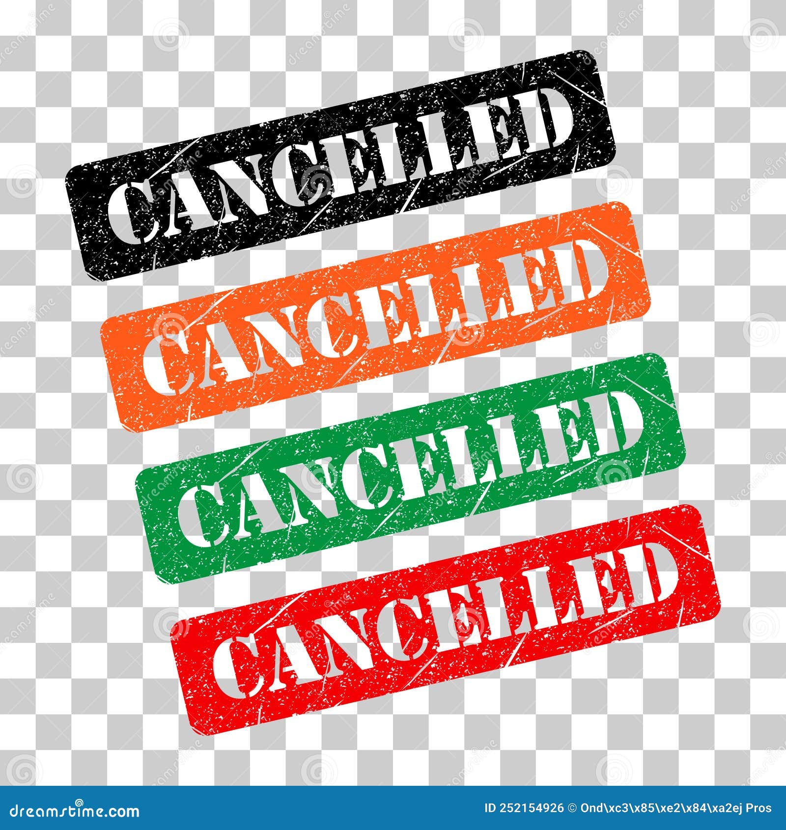 Set of Cancelled Stamp Symbol, Label Sticker Sign Button, Text Banner ...