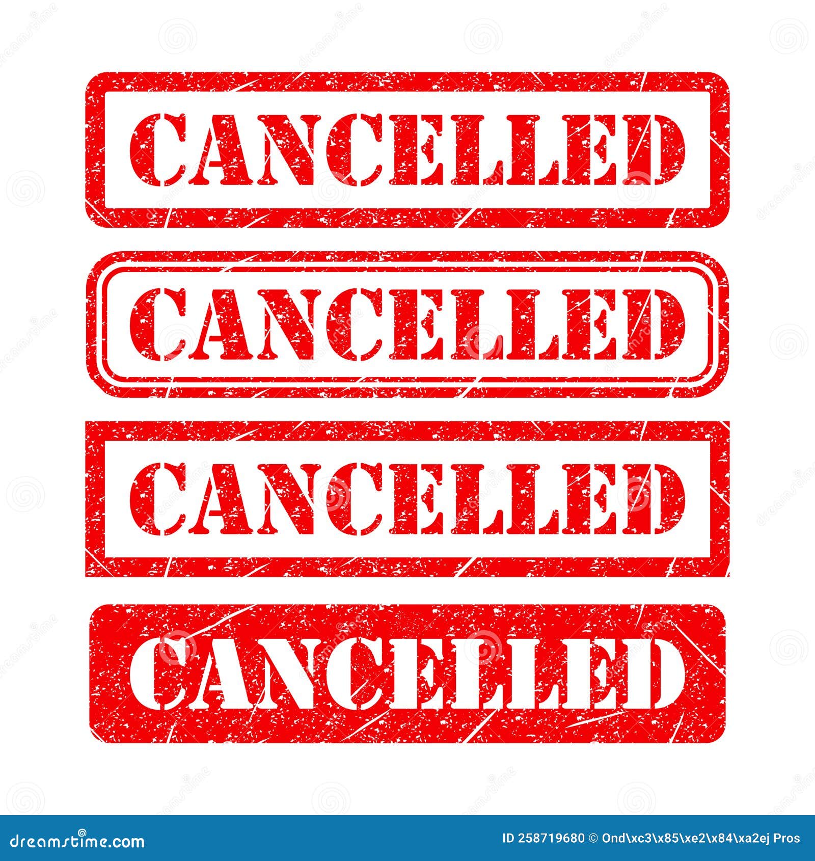 Set of Cancelled Stamp Symbol, Label Sticker Sign Button, Text Banner ...