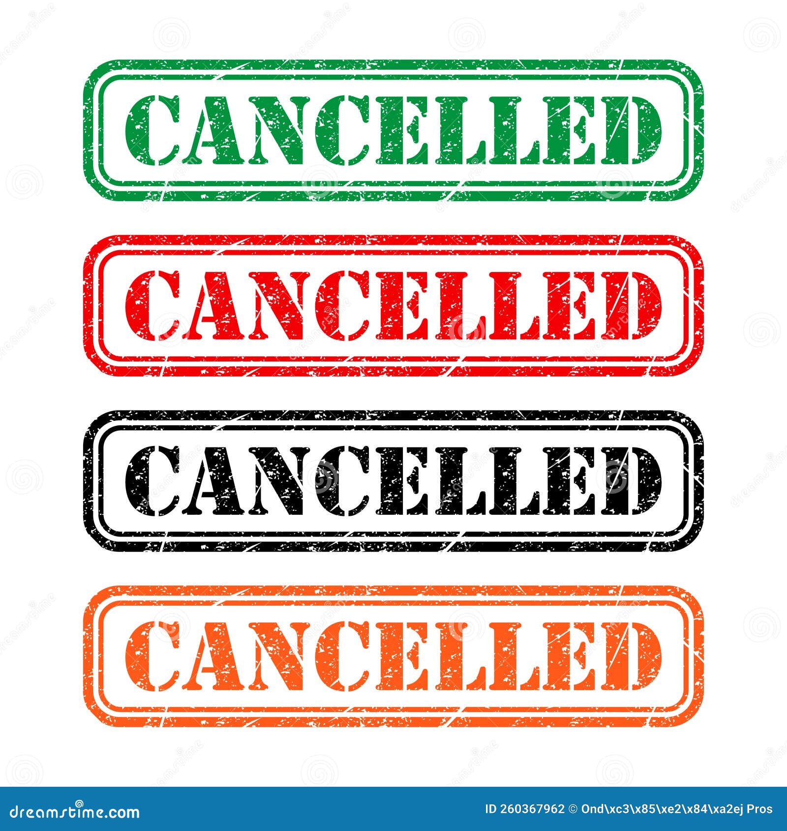 Set of Cancelled Stamp Symbol, Label Sticker Sign Button, Text Banner ...