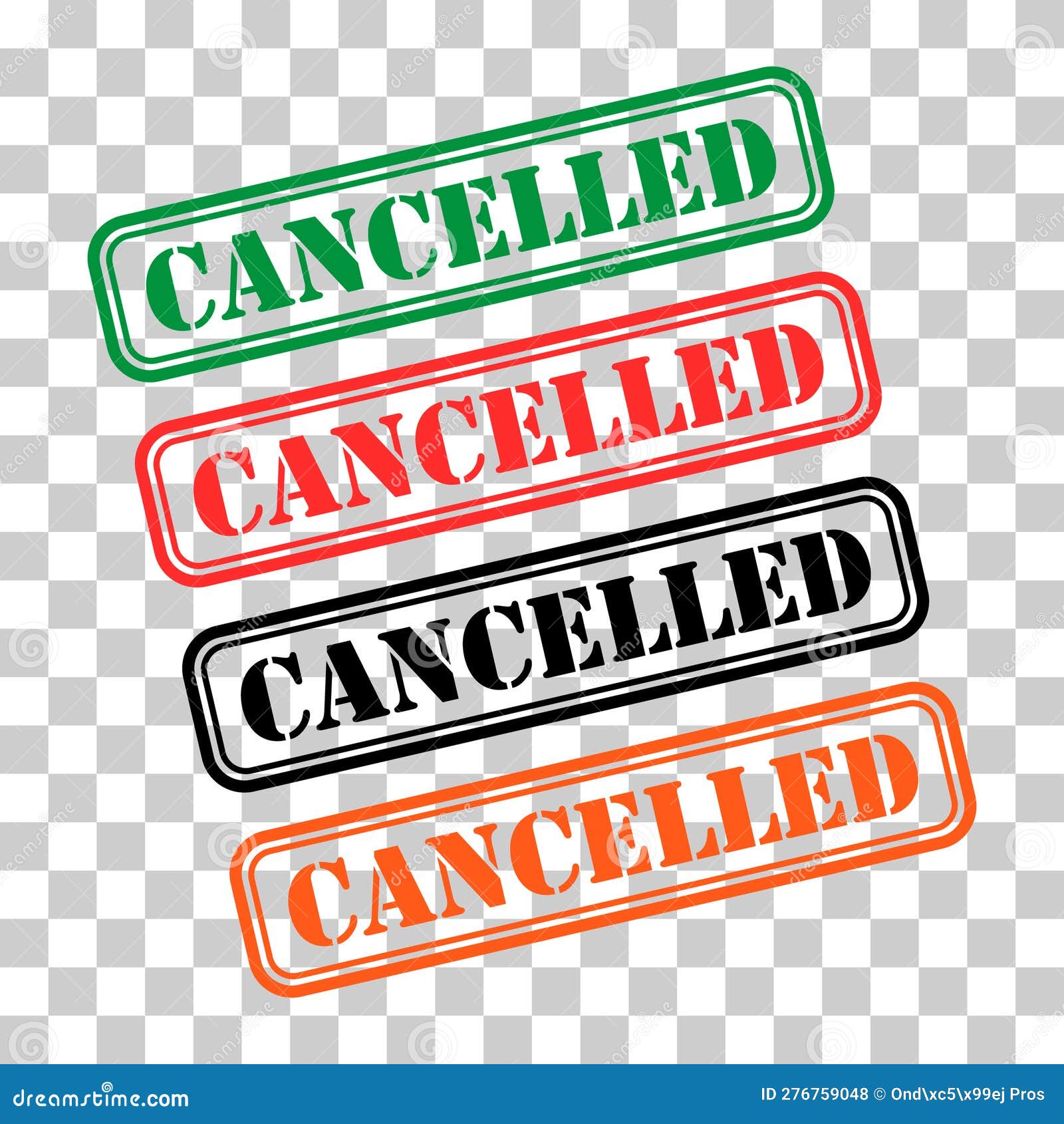 Set of Cancelled Stamp Symbol, Label Sticker Sign Button, Text Banner ...