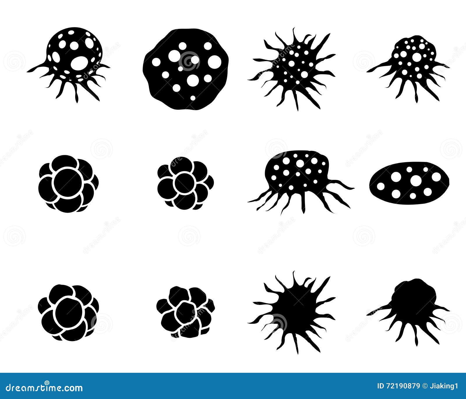Set of Cancer Cell Icons in Silhouette Style Stock Vector ...