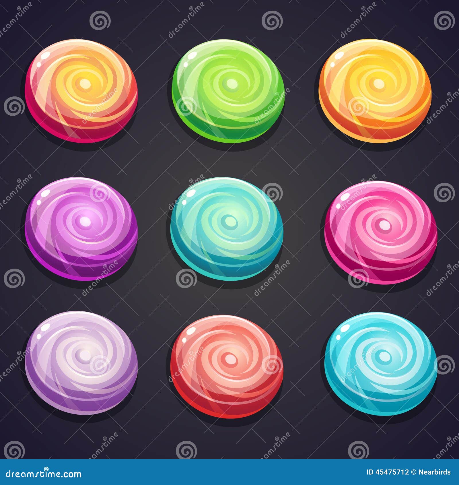 Set of Candies of Different Colors for Computer Games Stock Vector ...