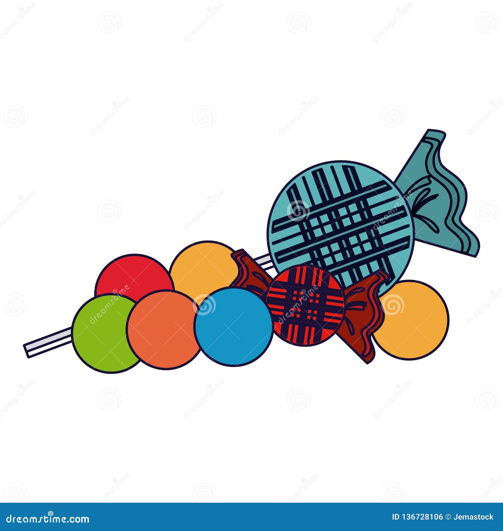 Set of candies stock vector. Illustration of decoration - 136728106