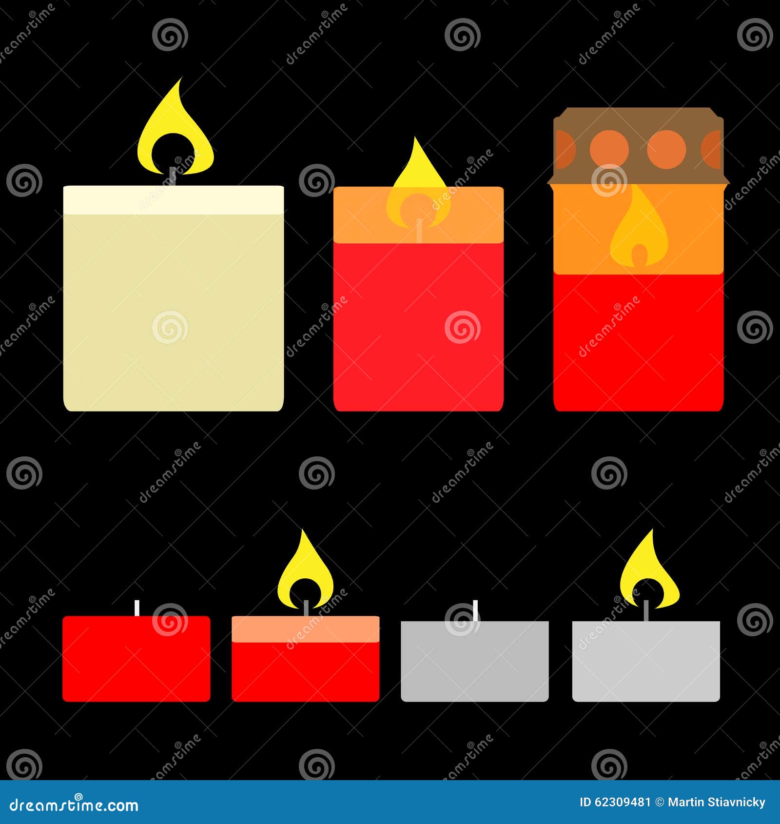 Set of Candles. Flat Style Vector Illustration. Stock Vector ...