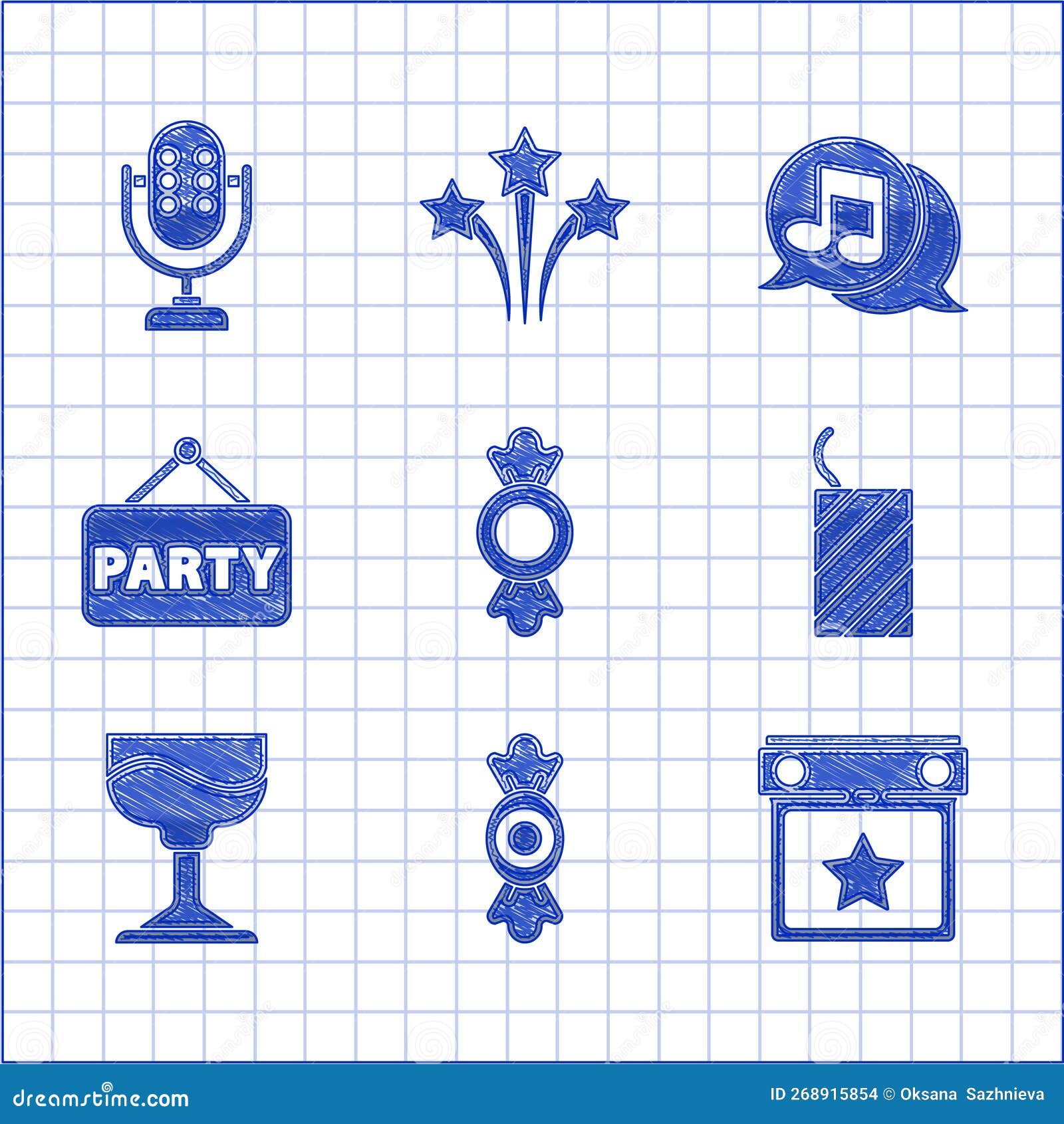 Set Candy, Calendar Party, Firework Rocket, Cocktail, Signboard ...