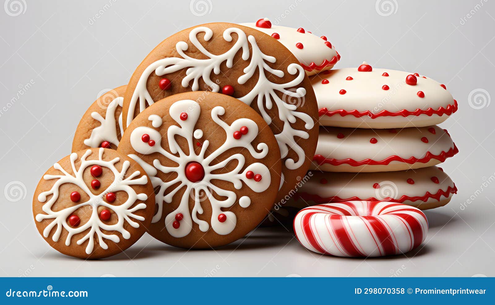 Set of Candy Cane and Gingerbread Man Cookie Biscuit. Stock ...