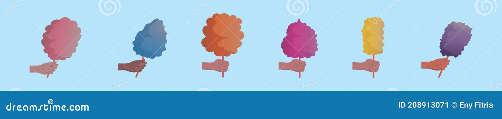 Set of Candyfloss Cartoon Icon Design Template with Various Models ...