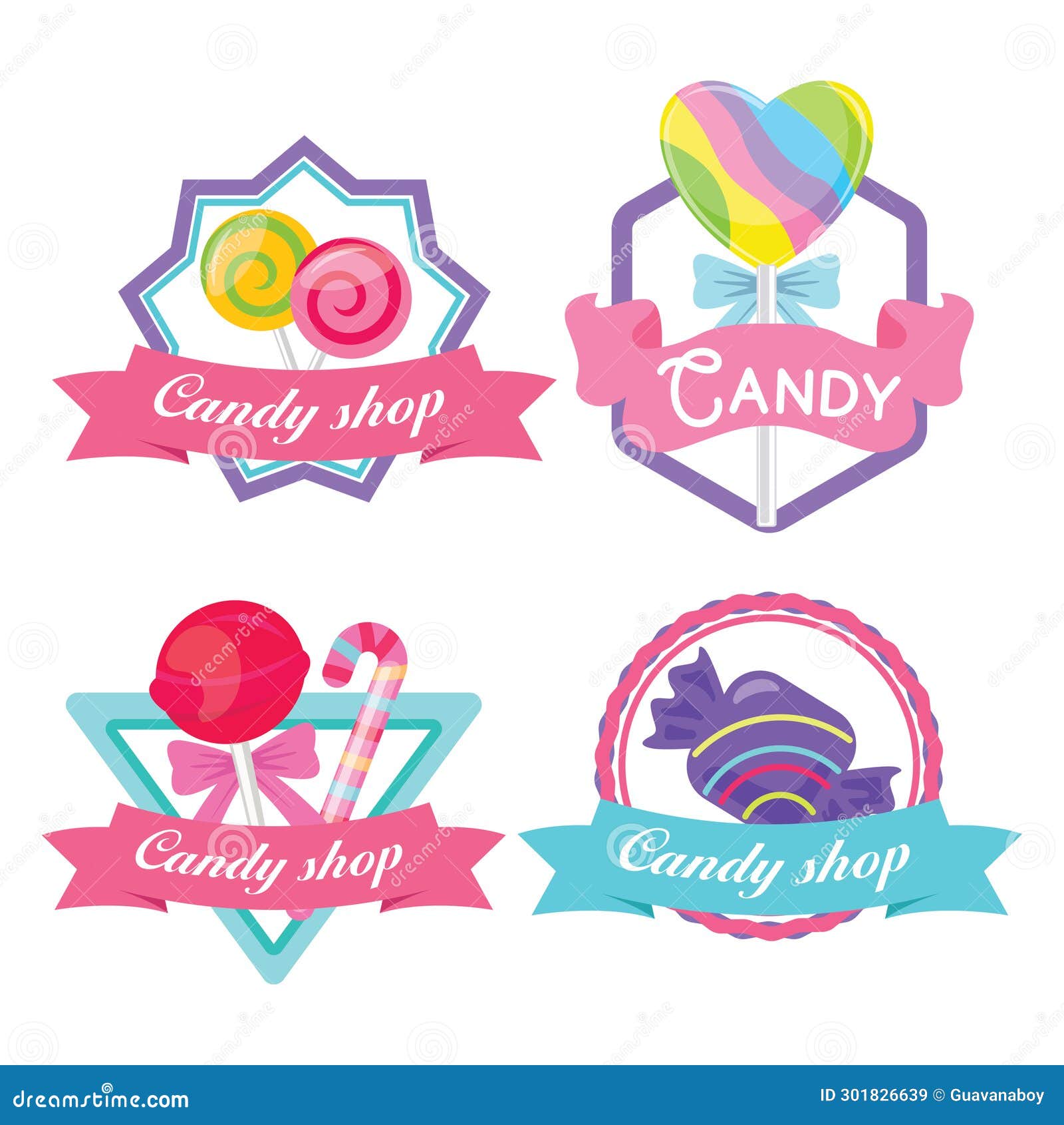 Set of Candy Store Logo Design Template Stock Vector - Illustration of ...