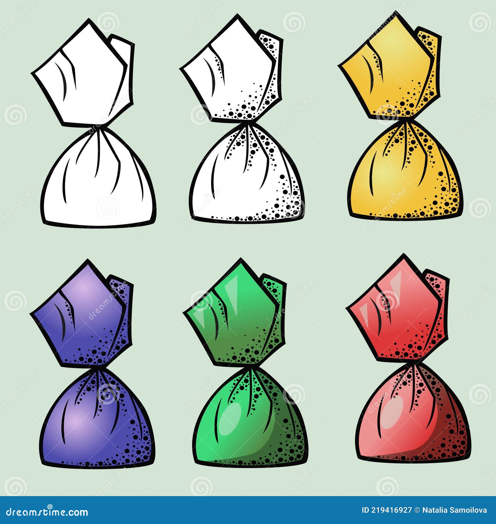Set of candy wrappers stock vector. Illustration of tasty - 219416927