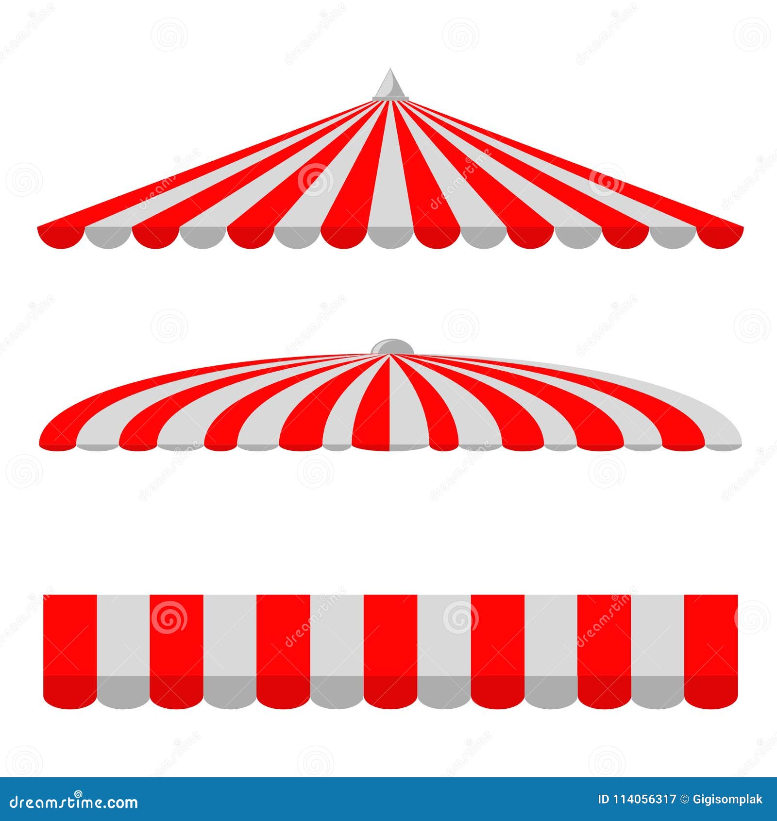 Set of Canopy, Red and White, Rectangle, Triangle and Half of Oval ...