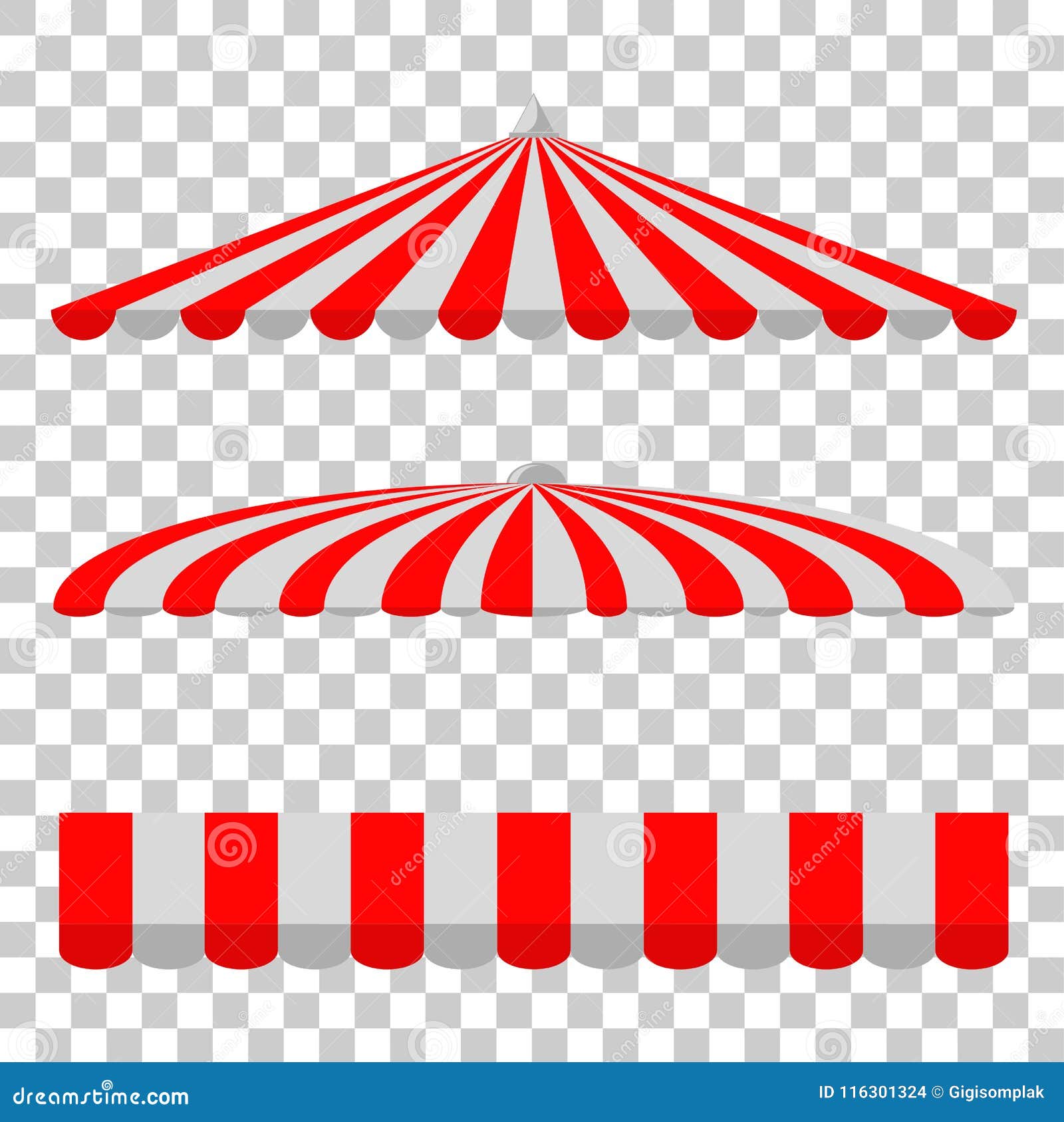 Set of Canopy, Red and White, Rectangle, Triangle and Half of Oval at ...