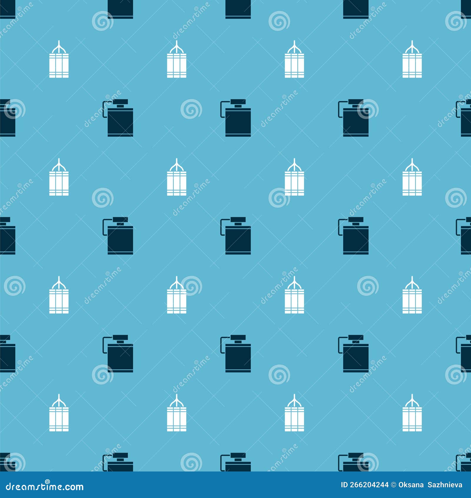 Set Canteen Water Bottle and Dynamite Bomb on Seamless Pattern. Vector ...