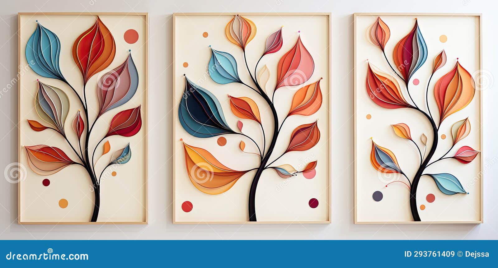 A Set Of Canvases With Leaf Patterns. Plant Art Design Stock Image ...