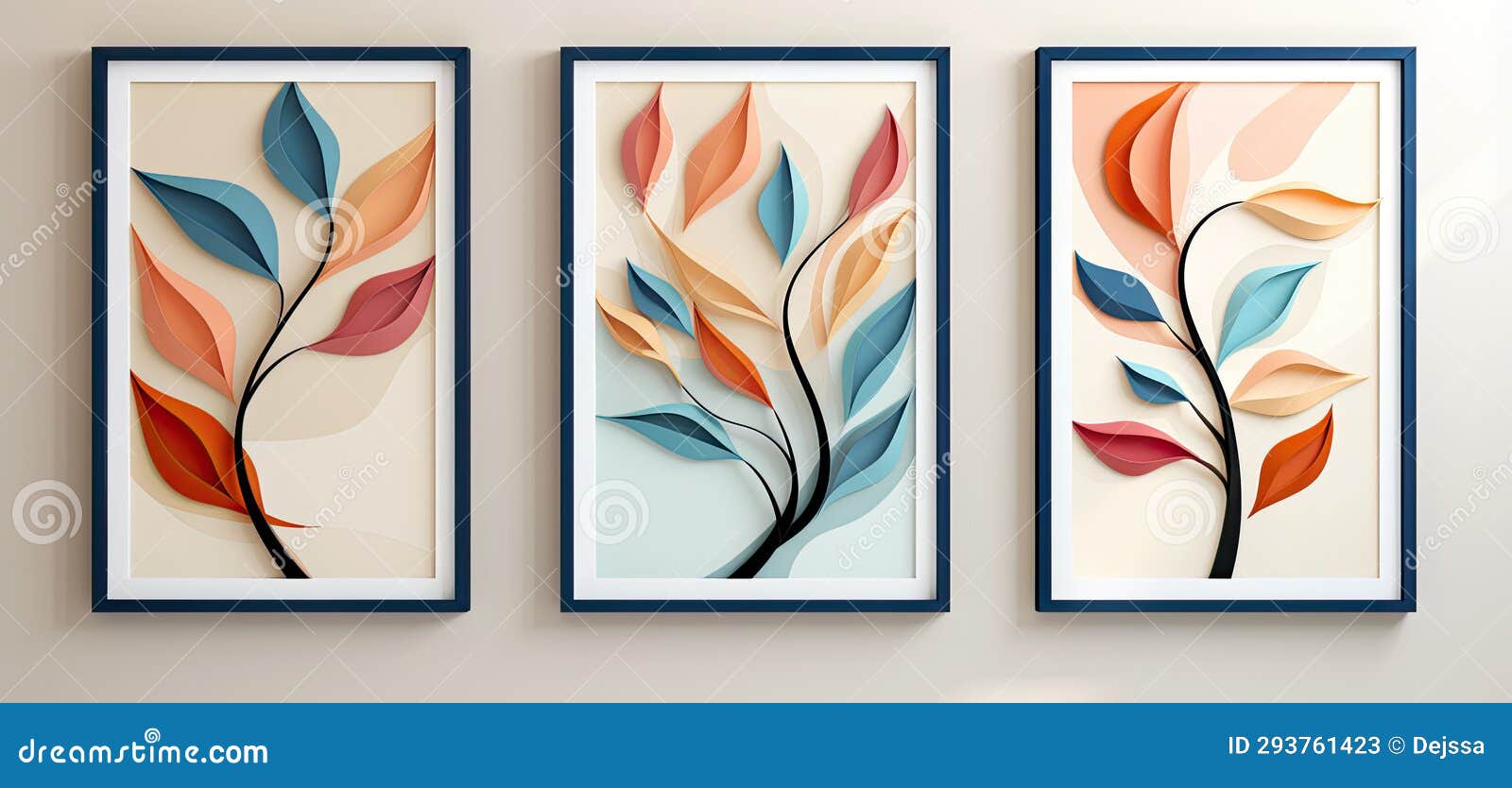 A Set of Canvases with Leaf Patterns. Plant Art Design Stock ...