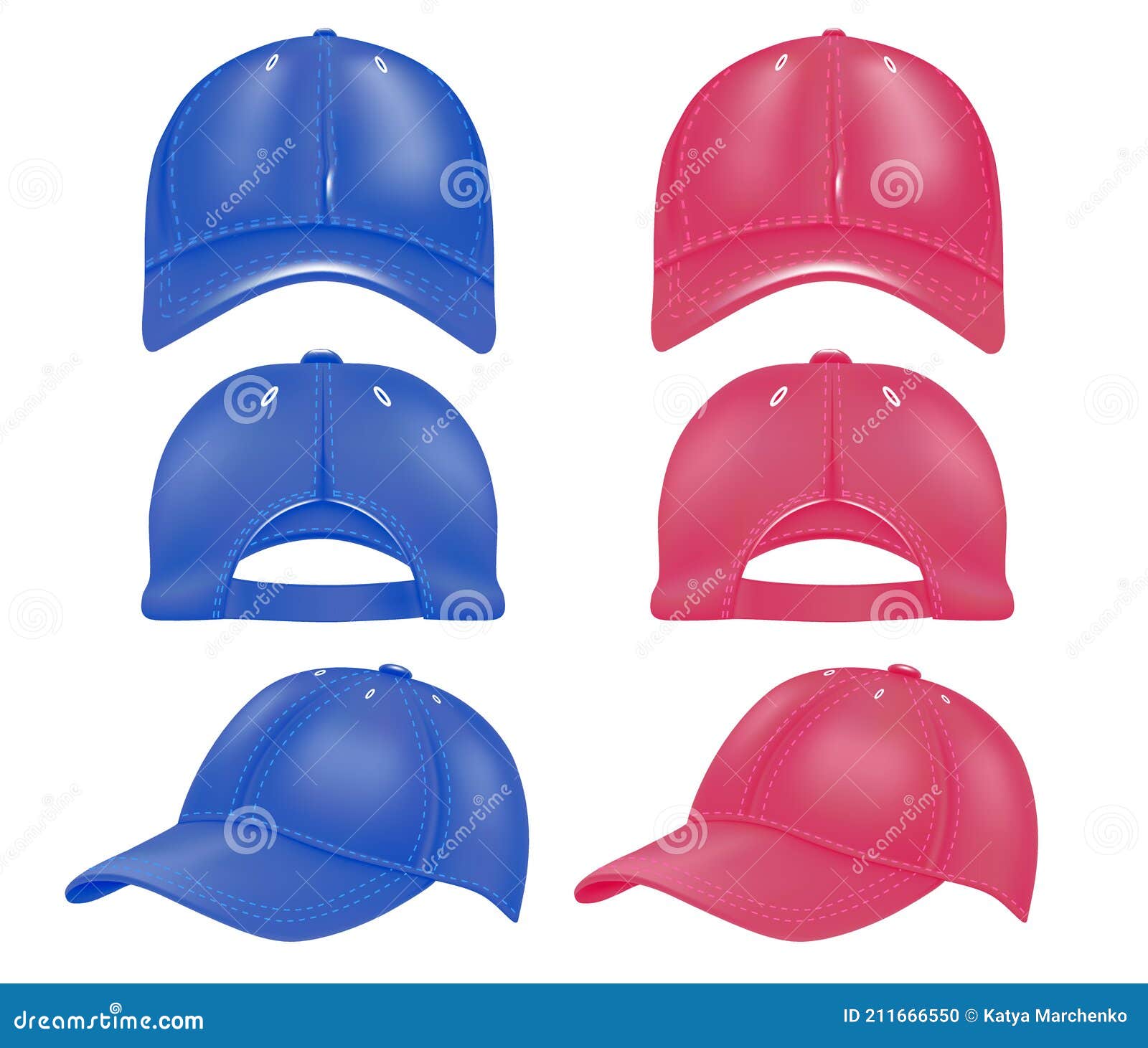 A Set of Caps from Different Angles in Red and Blue Stock Vector ...