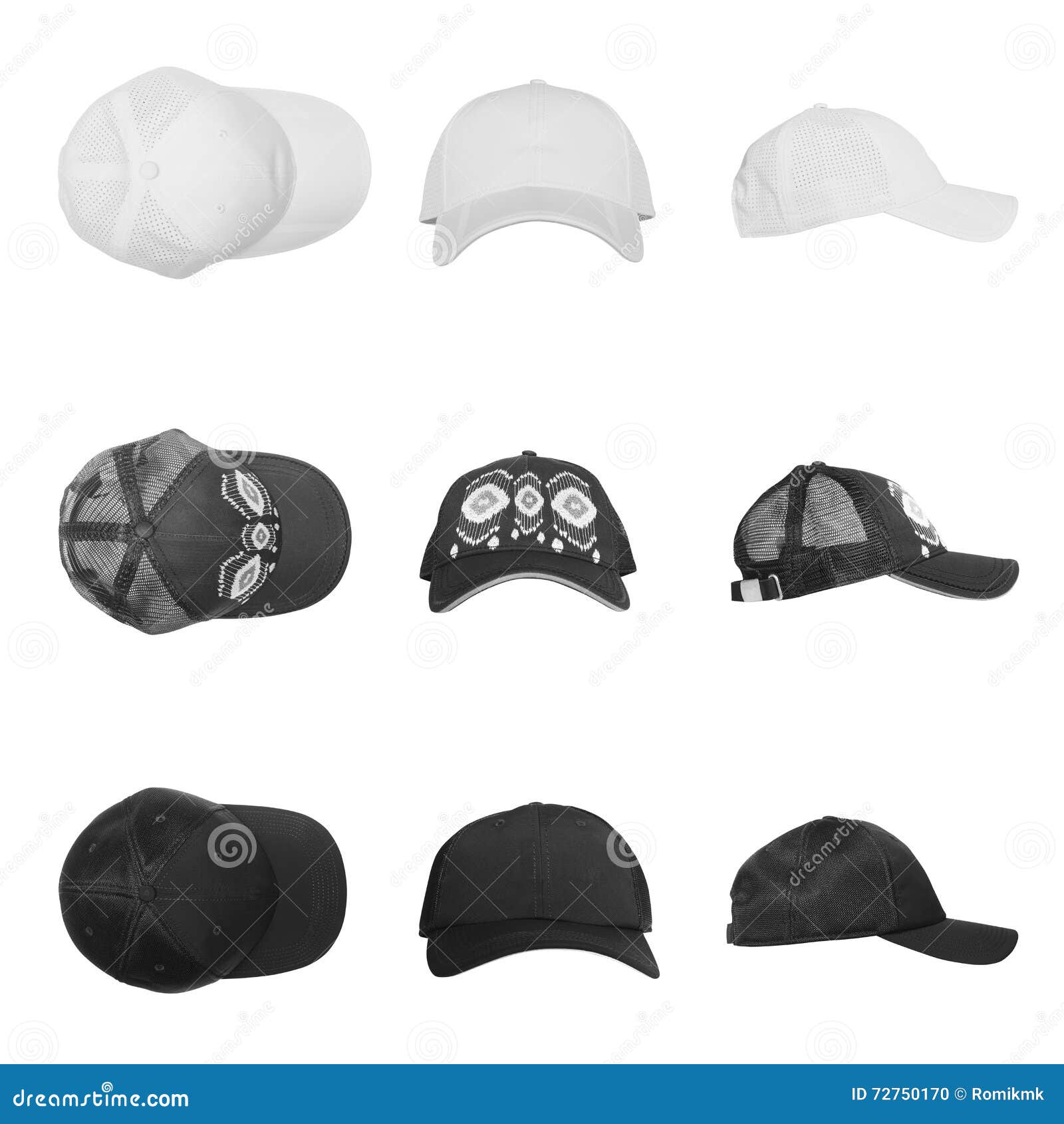 Set of caps isolated stock photo. Image of style, shade - 72750170