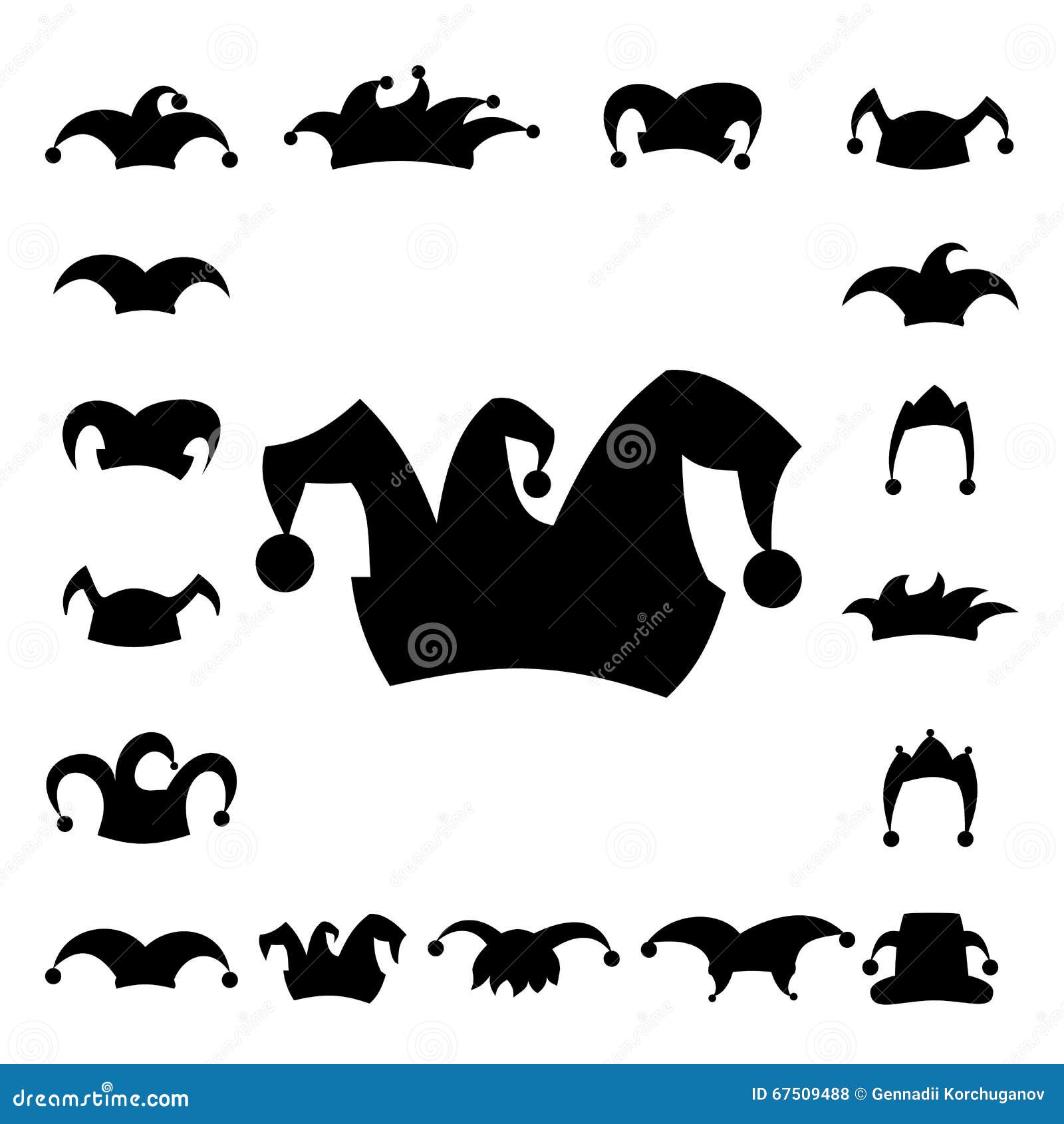 Set Caps Jester Silhouette Vector Illustration | CartoonDealer.com ...