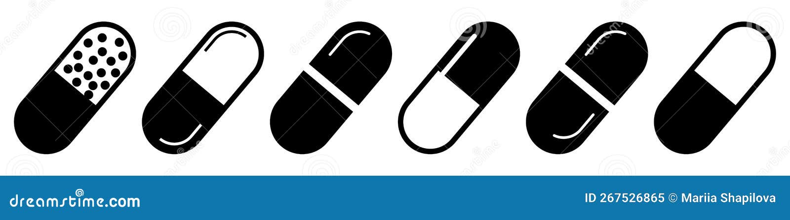 Set of capsule icon stock illustration. Illustration of science - 267526865