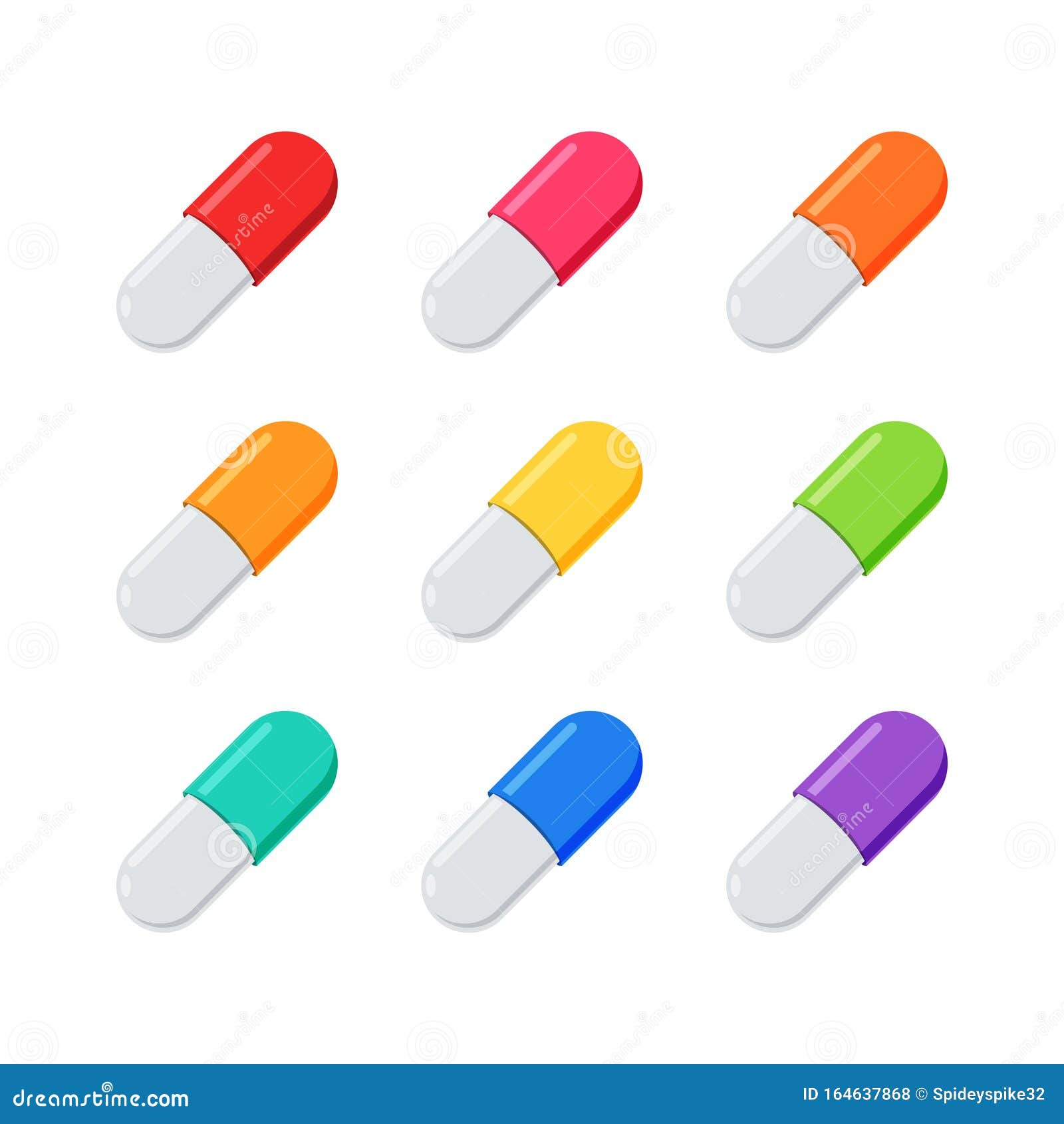 A Set of Capsules with Nine Different Color Stock Illustration ...