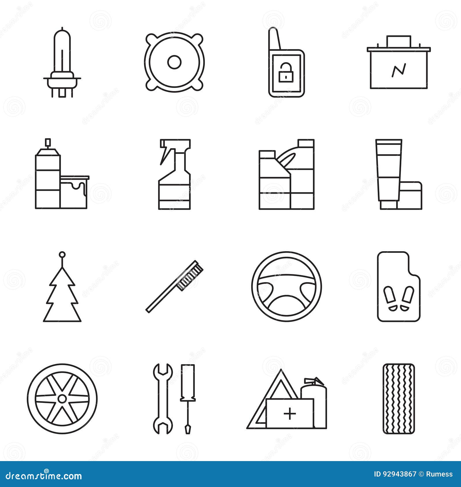 Set of Car Accessories Icons Stock Vector - Illustration of paint ...