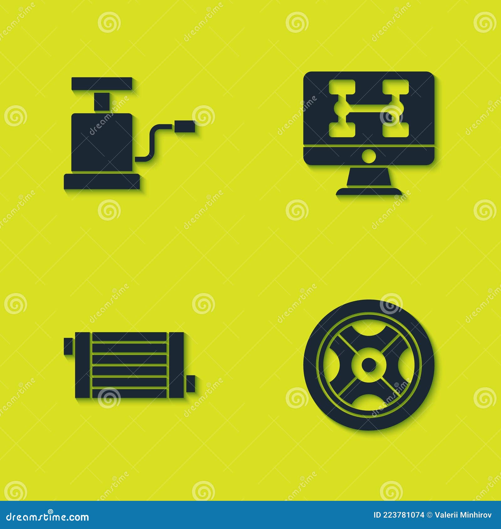 Set Car Air Pump, Wheel, Radiator Cooling System and Diagnostics ...