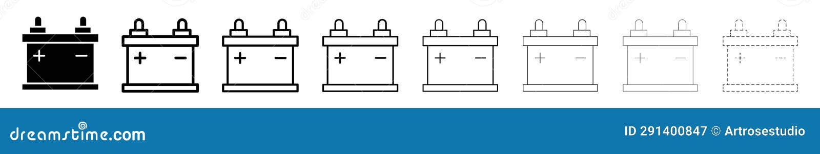 Set of Car Battery Different Line Shapes, Thin Line Design Vector ...
