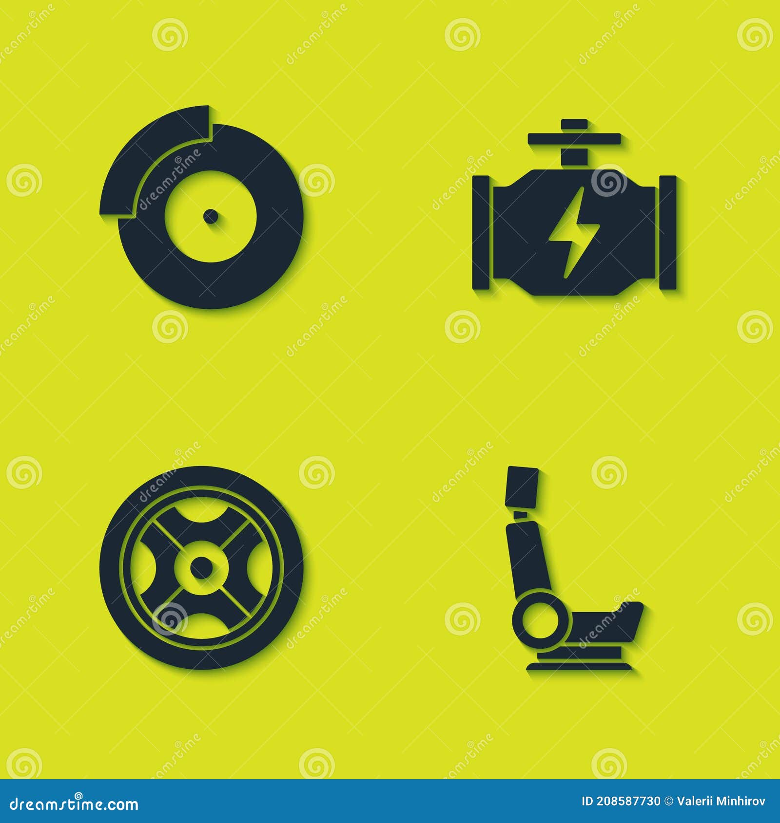 Seat Wheel Heated Icons For Car Dashboard Vector Pictogram Or Rear ...