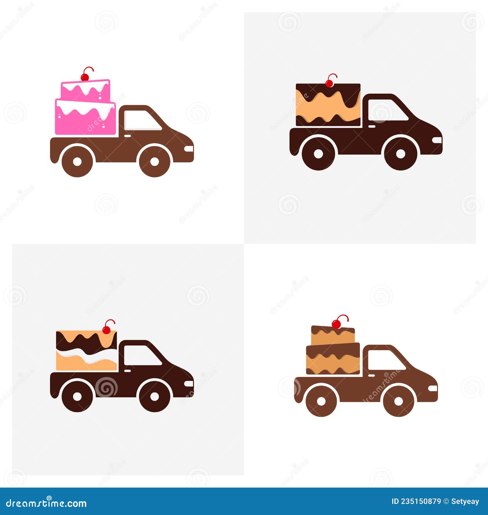 Set of Car Cake Logo Design Vector Template. Bakery Logo Concept Stock ...