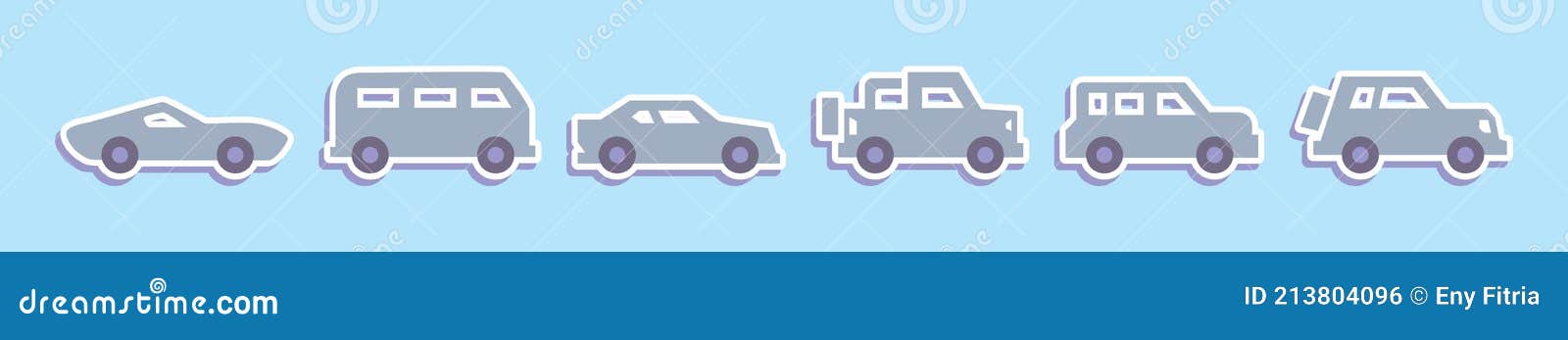 Set of Car Cartoon Icon Design Template with Various Models. Vector ...