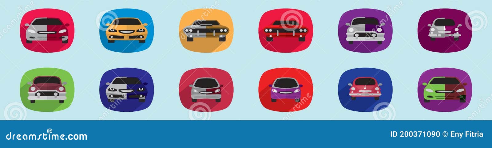 Set of Car Cartoon Icon Design Templates with Various Car Models ...