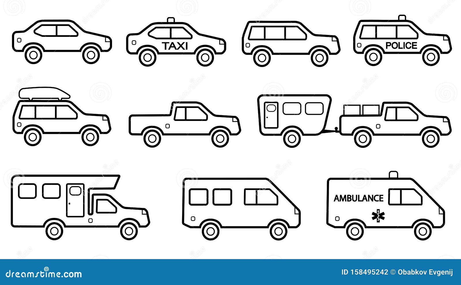Set of car circuits stock vector. Illustration of stroke - 158495242