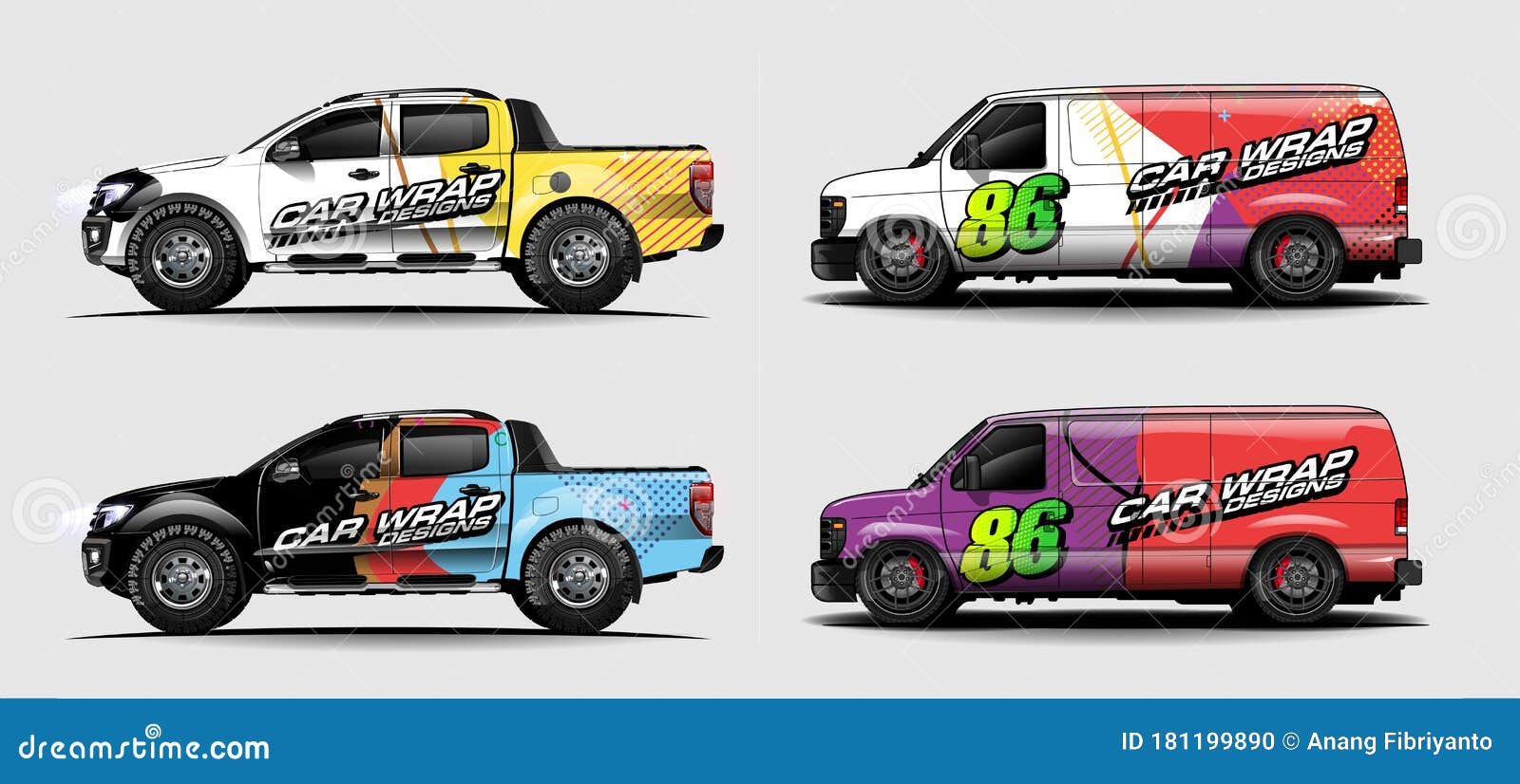 Set of car decals design stock vector. Illustration of cargo - 181199890