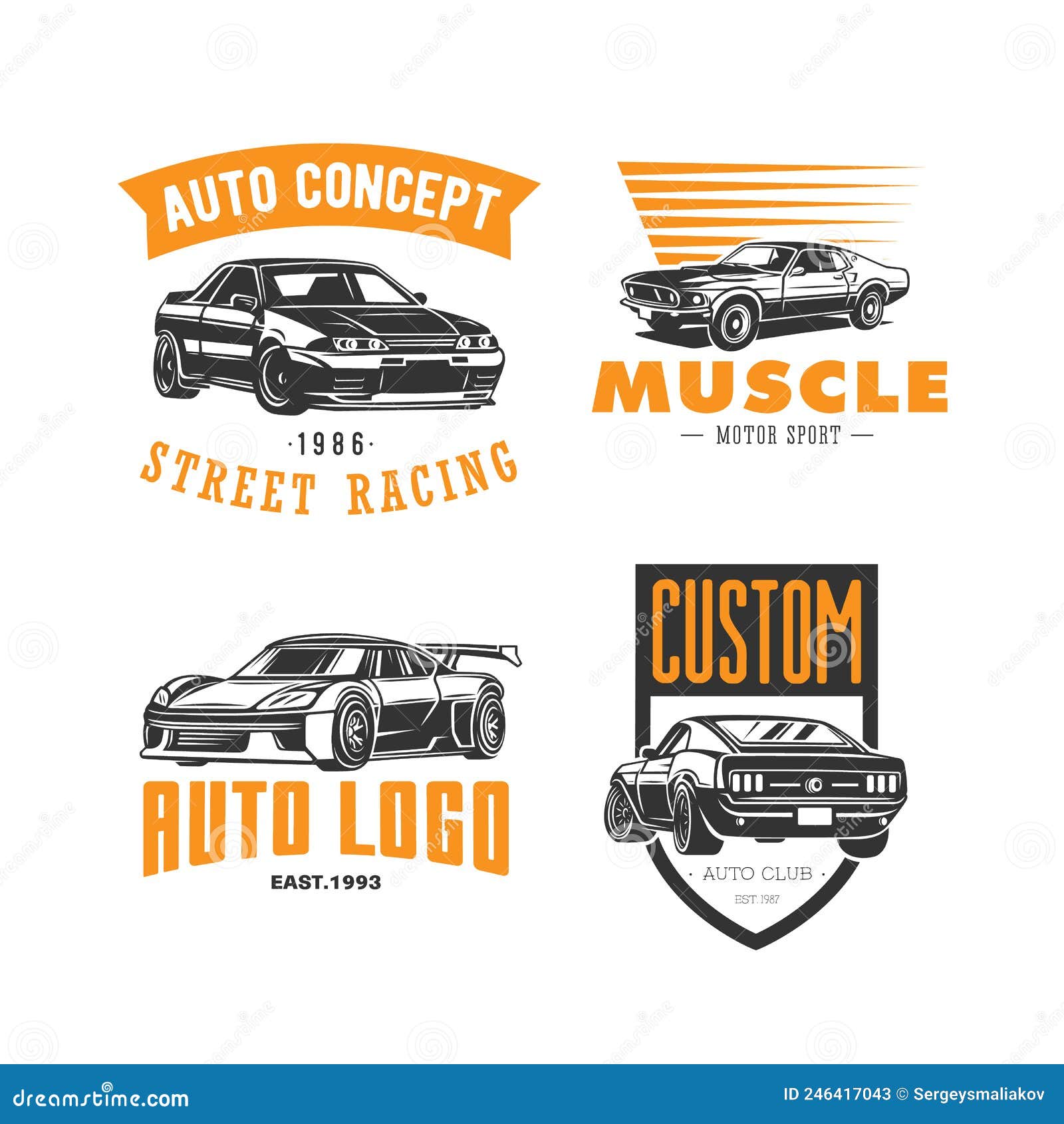 Set of Car Emblems. Street Racing Stock Vector - Illustration of design ...