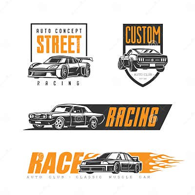 Set of Car Emblems. Street Racing Stock Vector - Illustration of ...