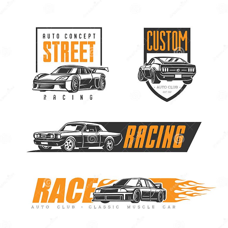 Set of Car Emblems. Street Racing Stock Vector - Illustration of ...