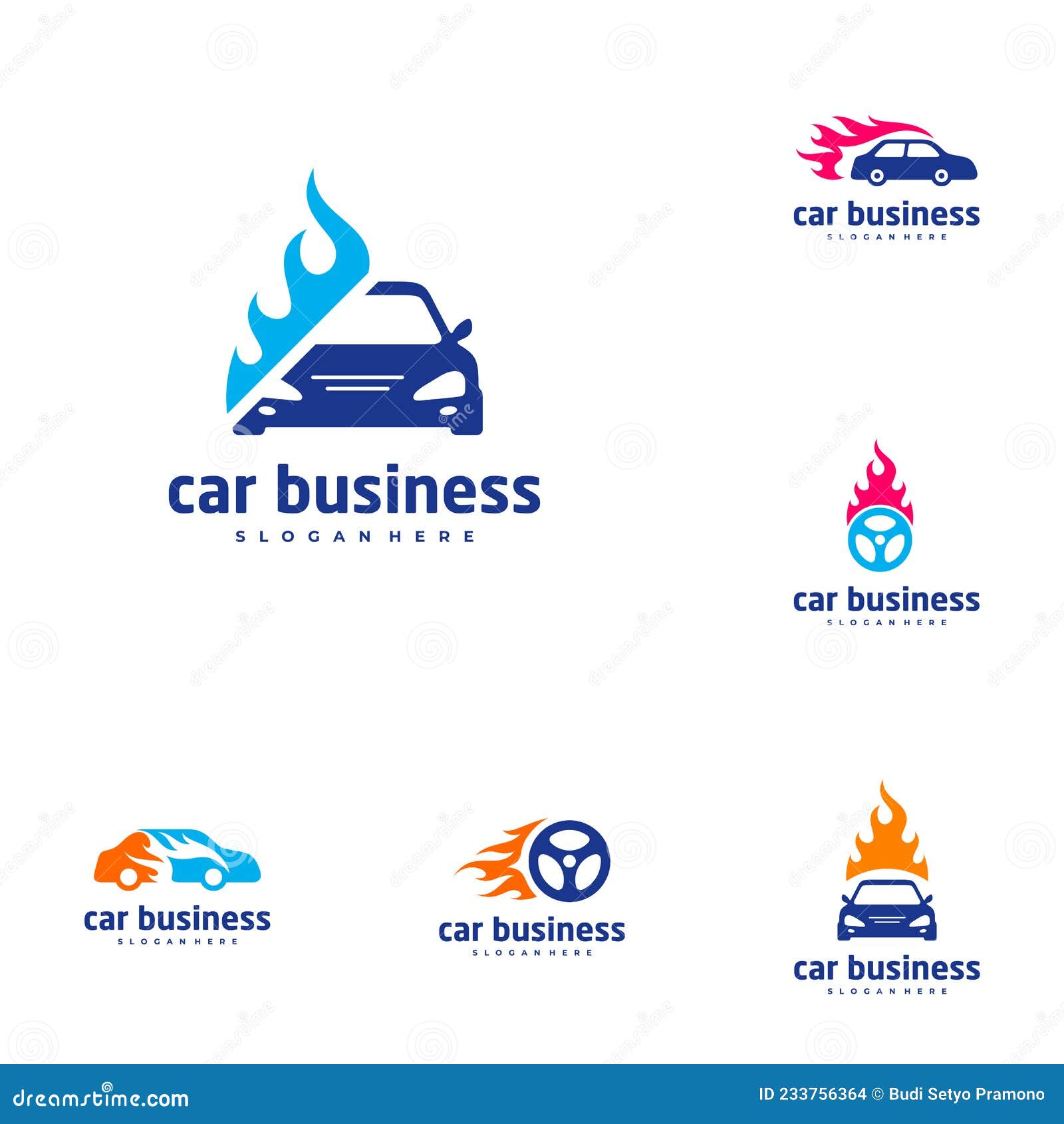 Set of Car Fire Logo Vector Template, Creative Car Logo Design Concepts ...