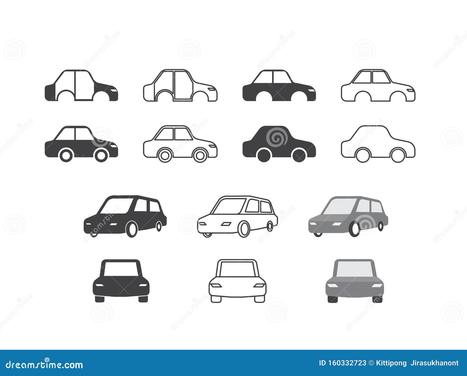 Set of car frames stock vector. Illustration of automobile - 160332723