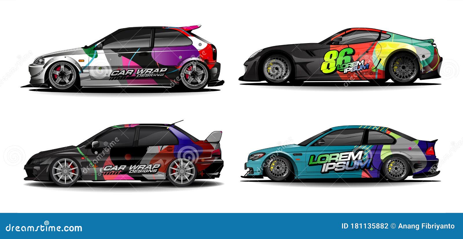 Set of Car Graphics for Vinyl and Sticker Wrap Stock Vector ...