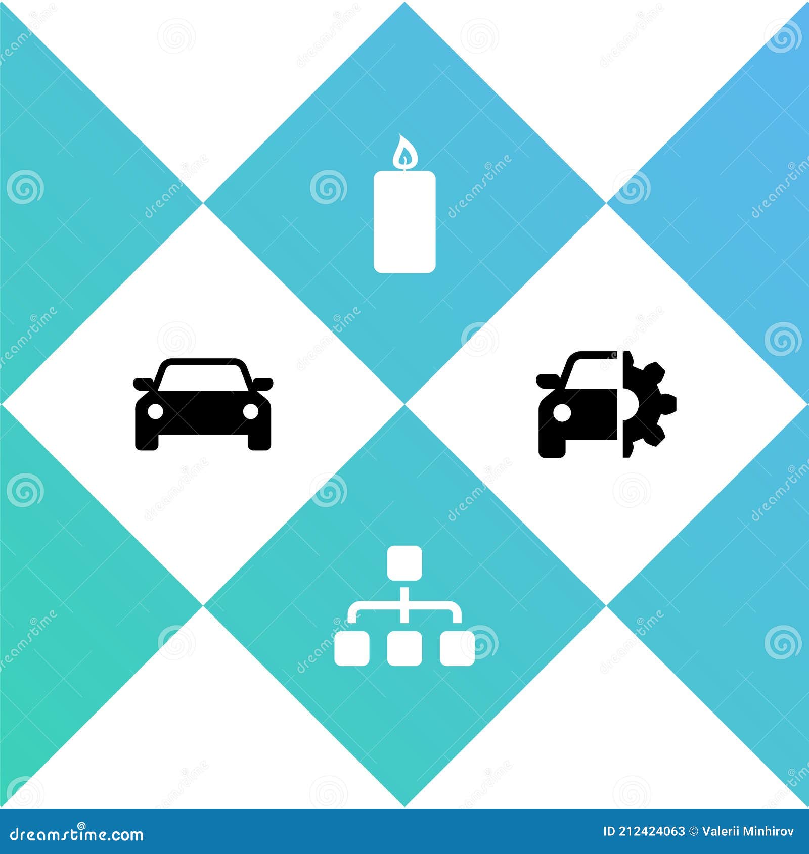 Set Car, Hierarchy Organogram Chart, Burning Candle and Service Icon ...