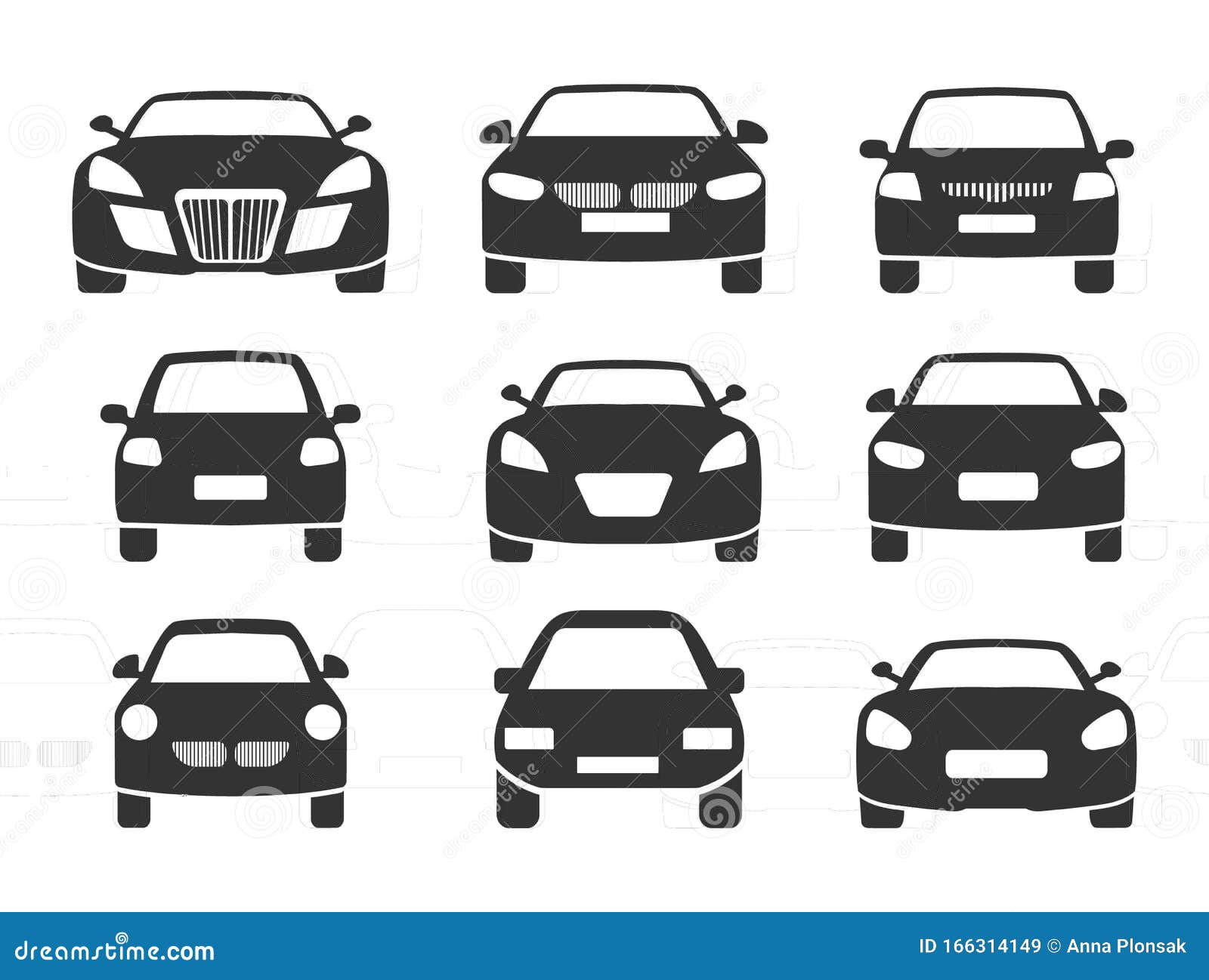 Set of Car Icons. Car Front. Transport Symbols Stock Illustration ...