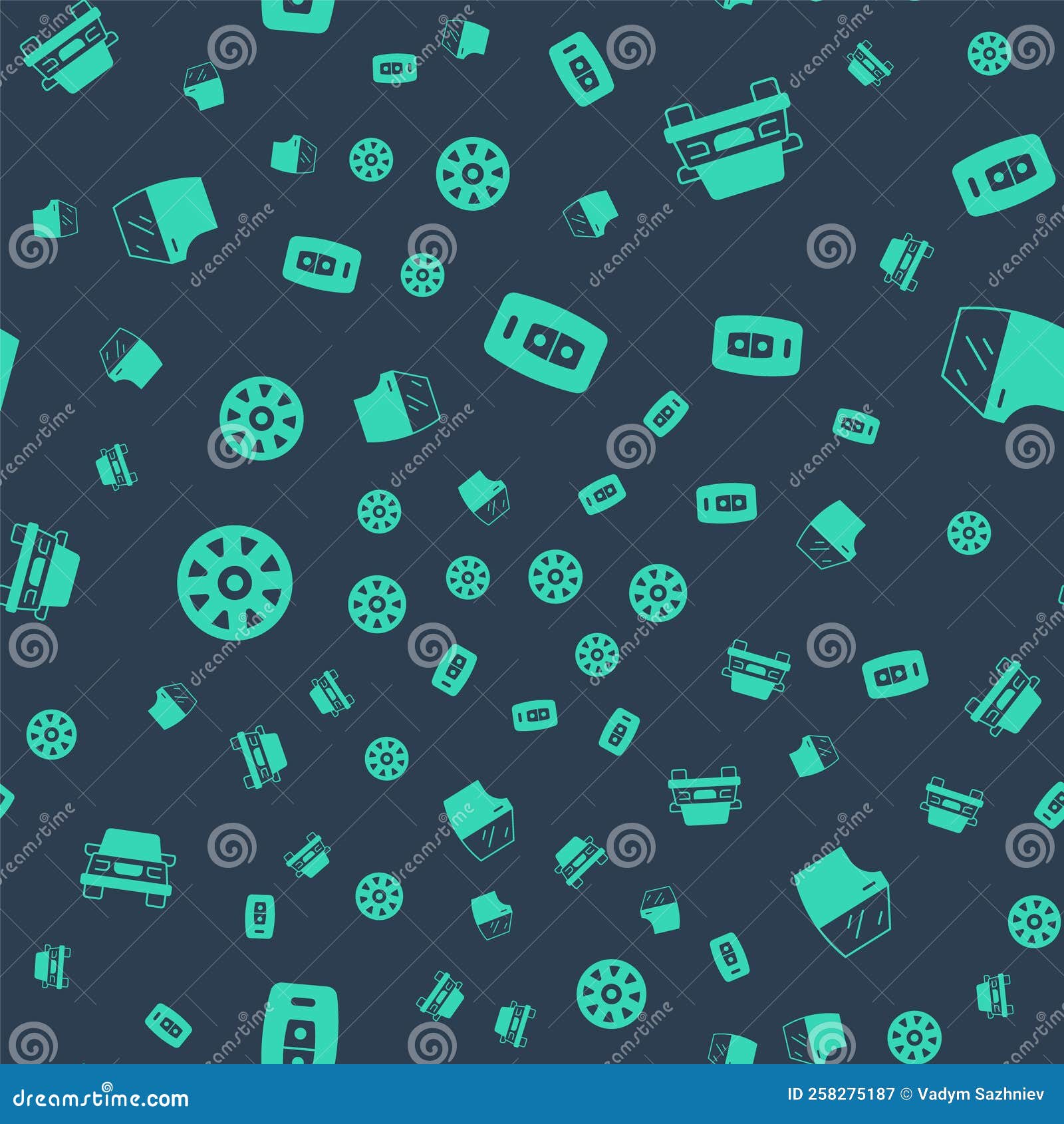 Set Car Key with Remote, Alloy Wheel for Car and Door on Seamless ...