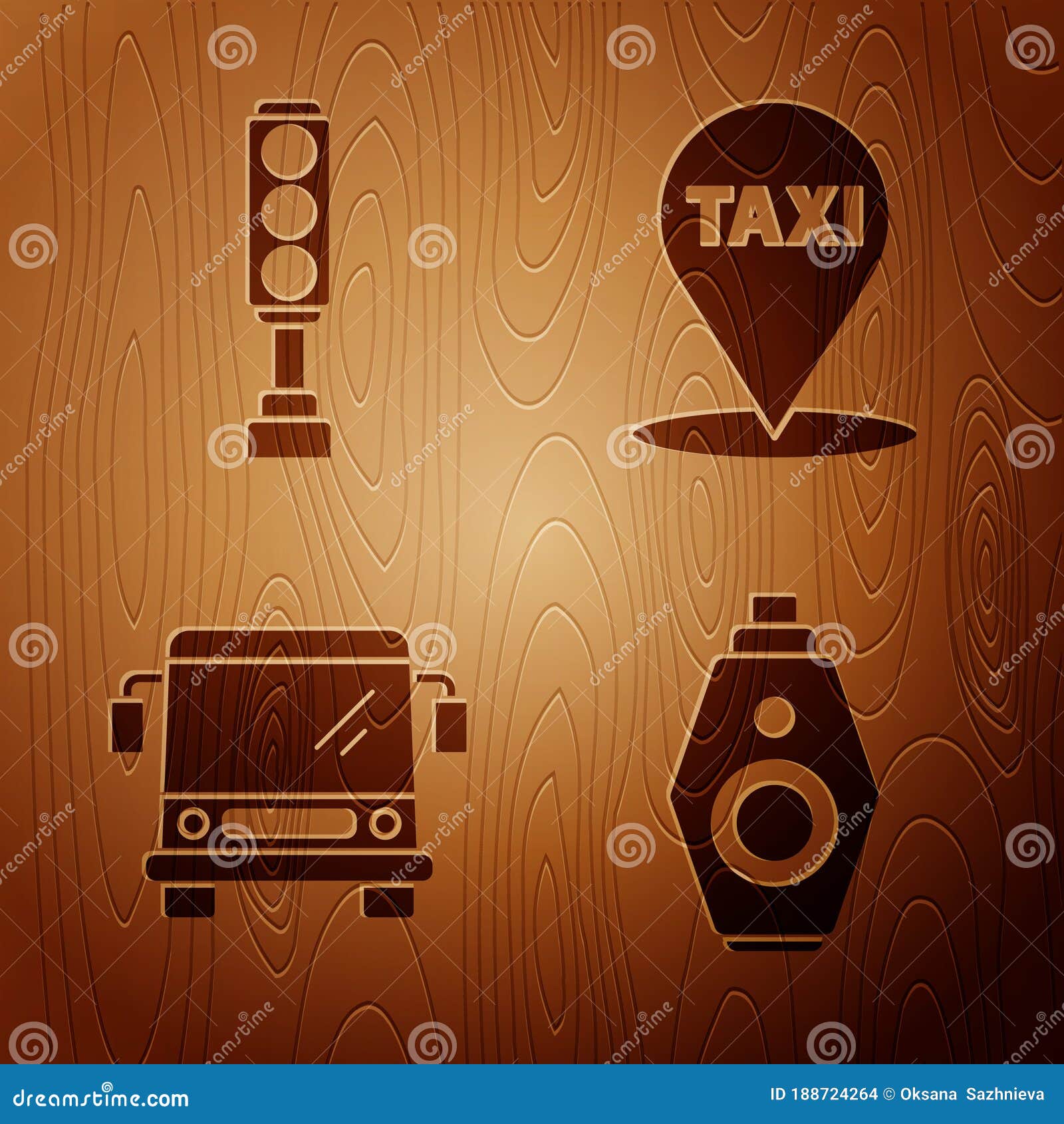 Set Car Key with Remote, Traffic Light, Bus and Map Pointer with Taxi ...