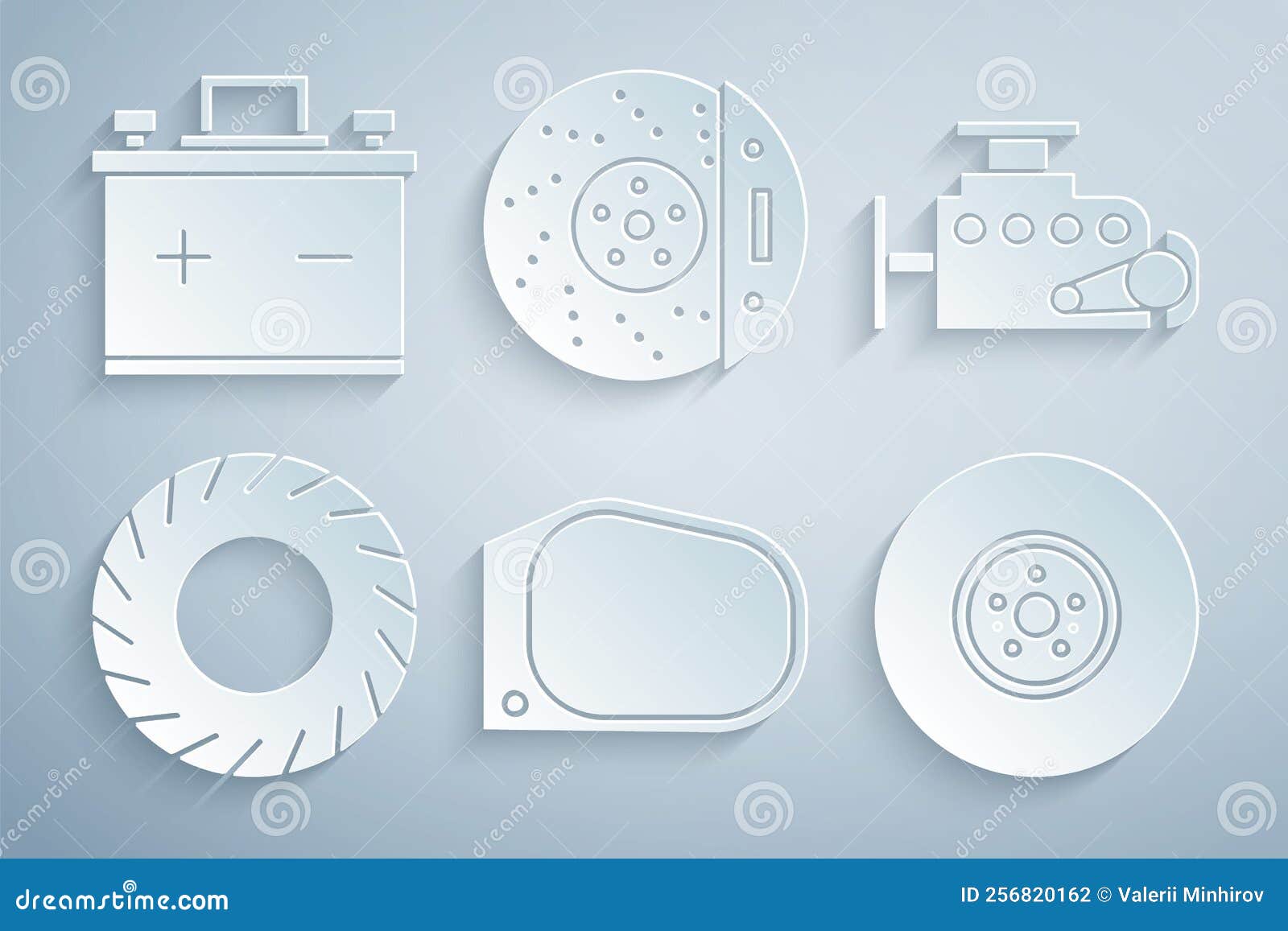 Set Car Mirror, Engine, Tire, Brake Disk, with Caliper and Battery Icon ... Set Car Mirror, Engine, Tire, Brake Disk, with Caliper and Battery Icon ...