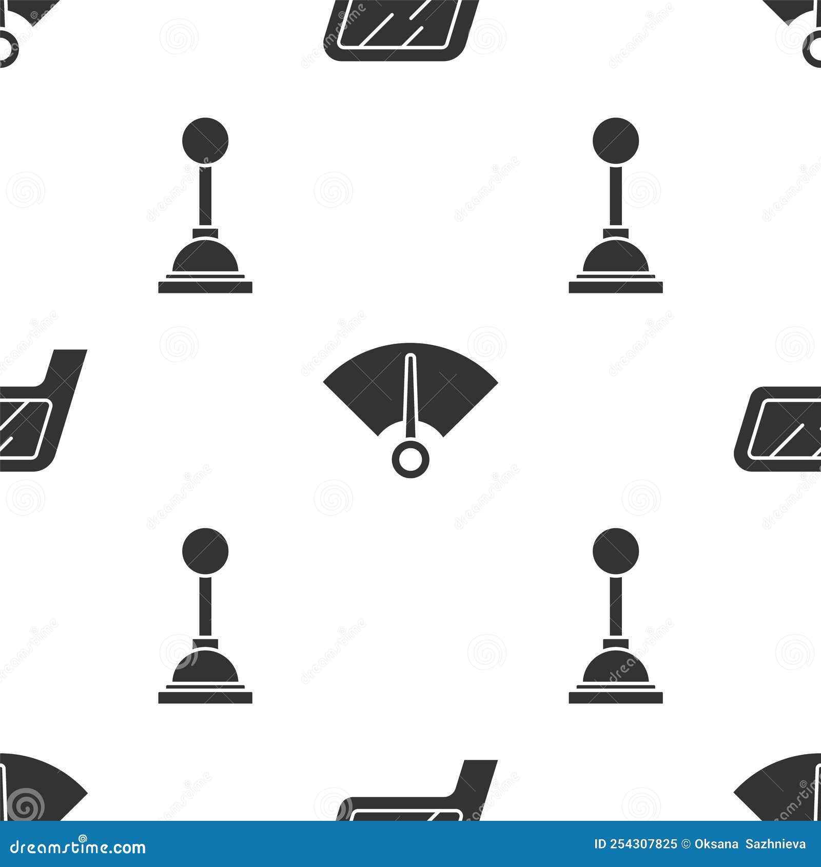 Set Car Mirror, Speedometer and Gear Shifter on Seamless Pattern ... Set Car Mirror, Speedometer and Gear Shifter on Seamless Pattern ...