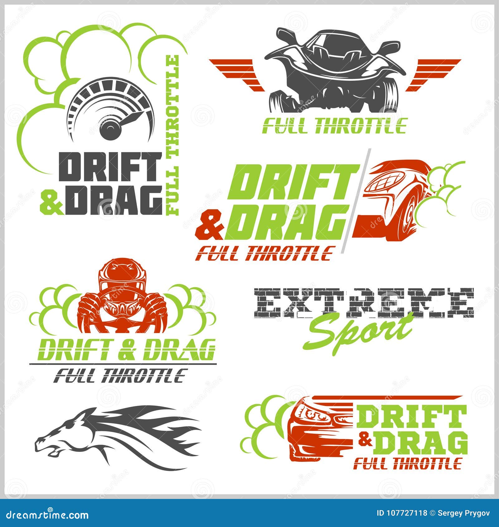 Set of Car Racing Emblems and Championship Race Vector Badges Stock ...