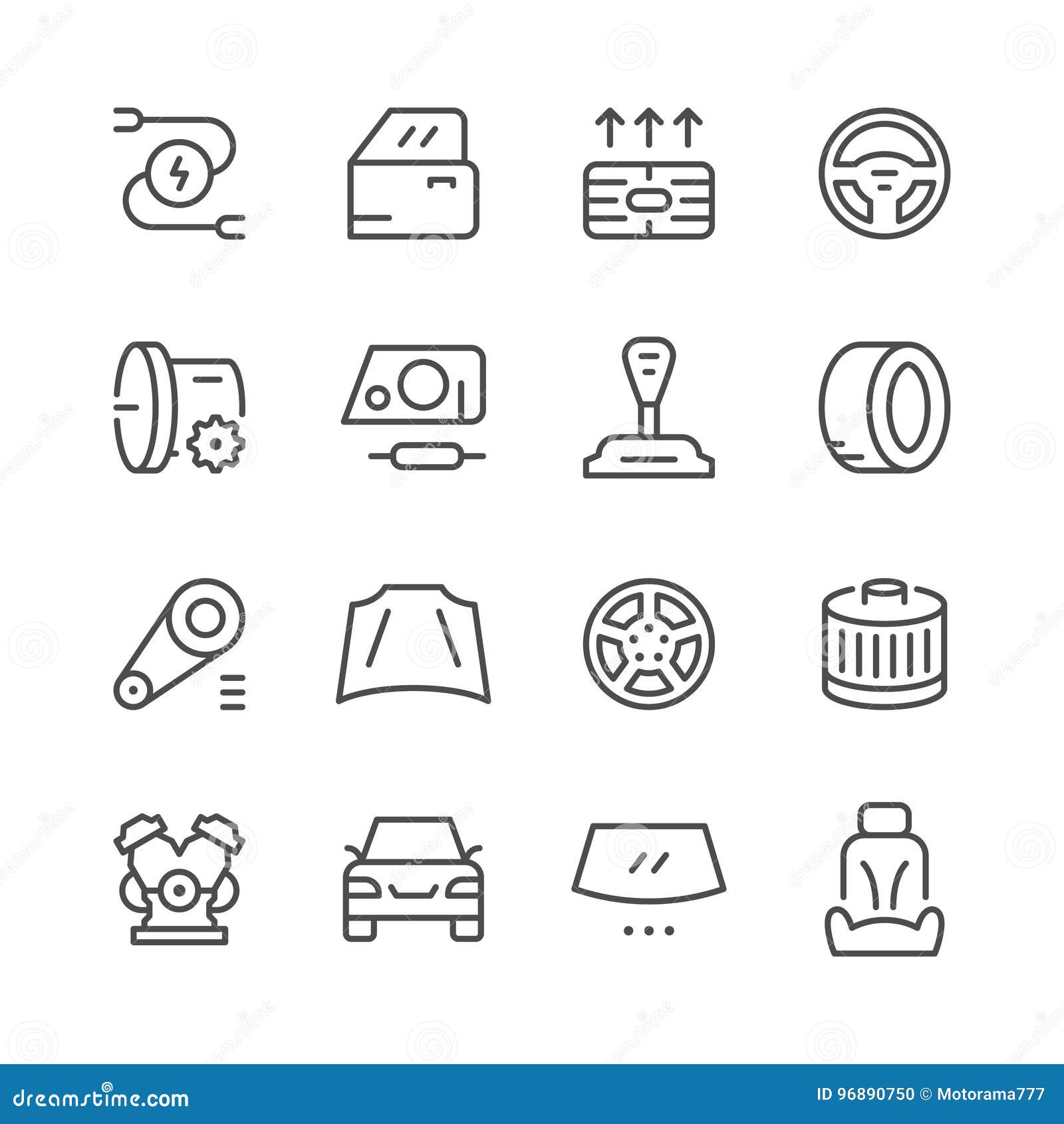 Set of Car Related Line Icons Stock Vector - Illustration of line ...