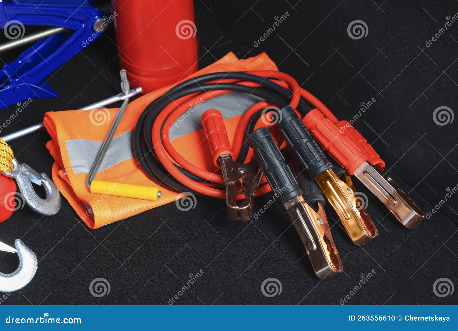 Set of Car Safety Equipment in Trunk Stock Photo - Image of automotive ...