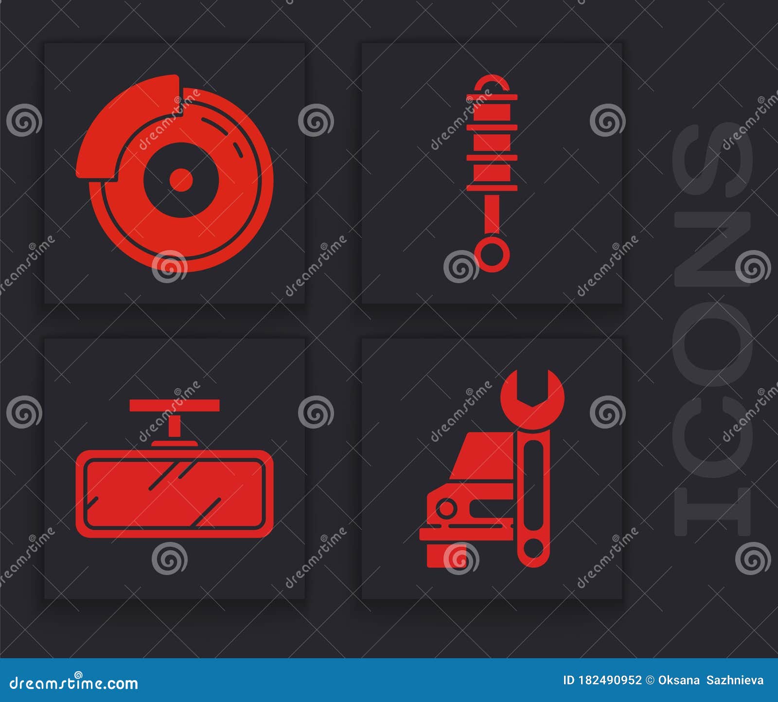 Set Car Service, Car Brake Disk with Caliper, Shock Absorber and Car ... Set Car Service, Car Brake Disk with Caliper, Shock Absorber and Car ...