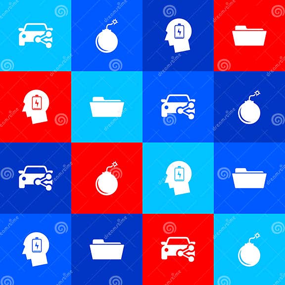 Set Car Sharing, Bomb Ready To Explode, Head with Low Battery and ...